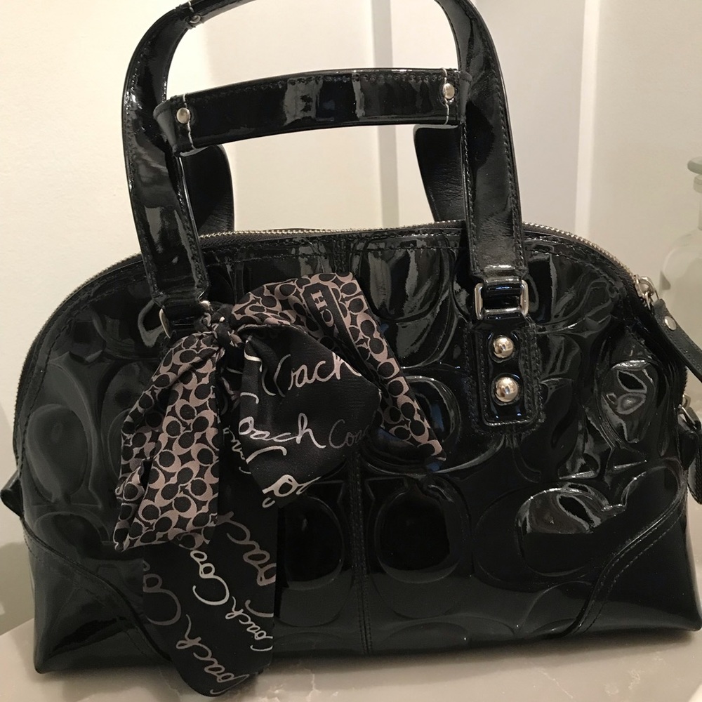 Coach Black Patent Leather Bowler Bag Style - Gem